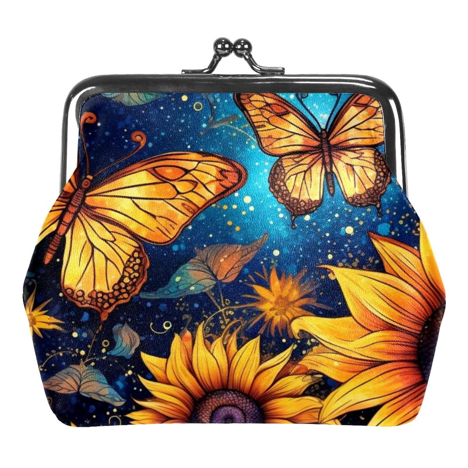 Small Buckle Coin Purse Starry Night Sunflower Butterfly Pouch Kiss ...