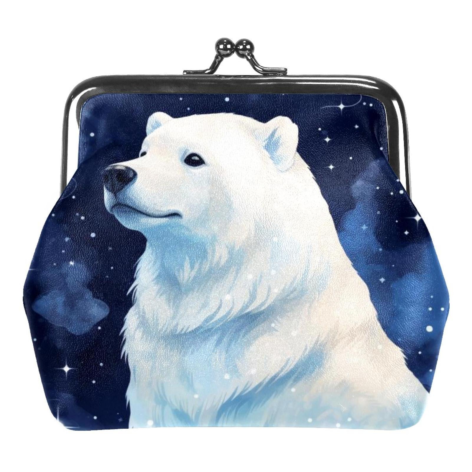Small Buckle Coin Purse Starry Polar Bear Pouch Kiss-lock Clasp Change ...