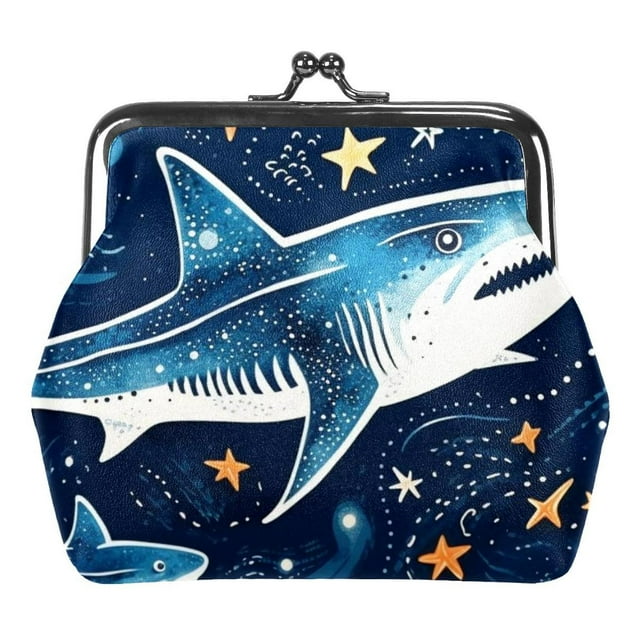 Small Buckle Coin Purse Starry Sky Shark Pouch Kiss-lock Clasp Change ...