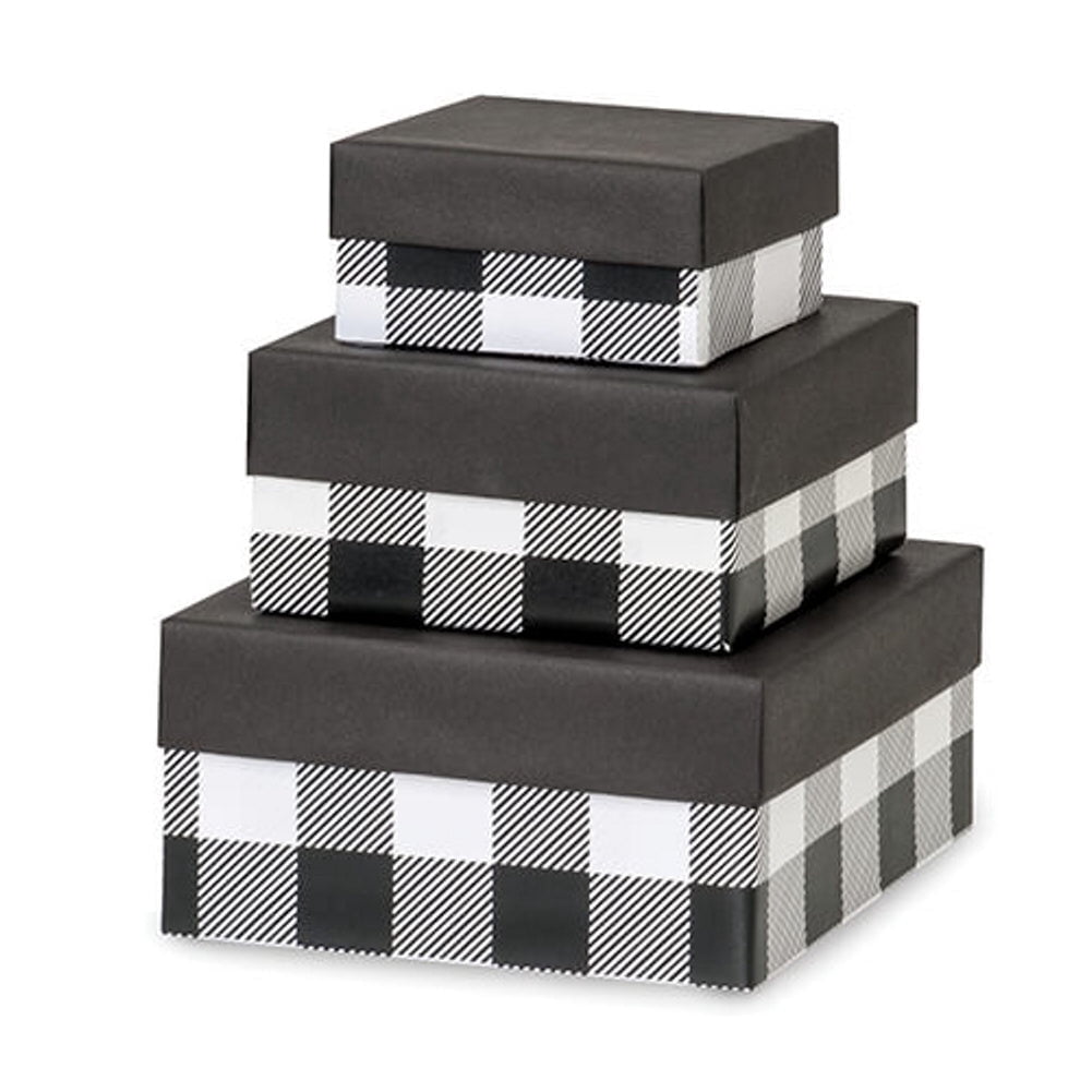 Small Buffalo Plaid Black Nested Boxes - 3 Piece Set - 1 Set (nb3sbpb1 ...