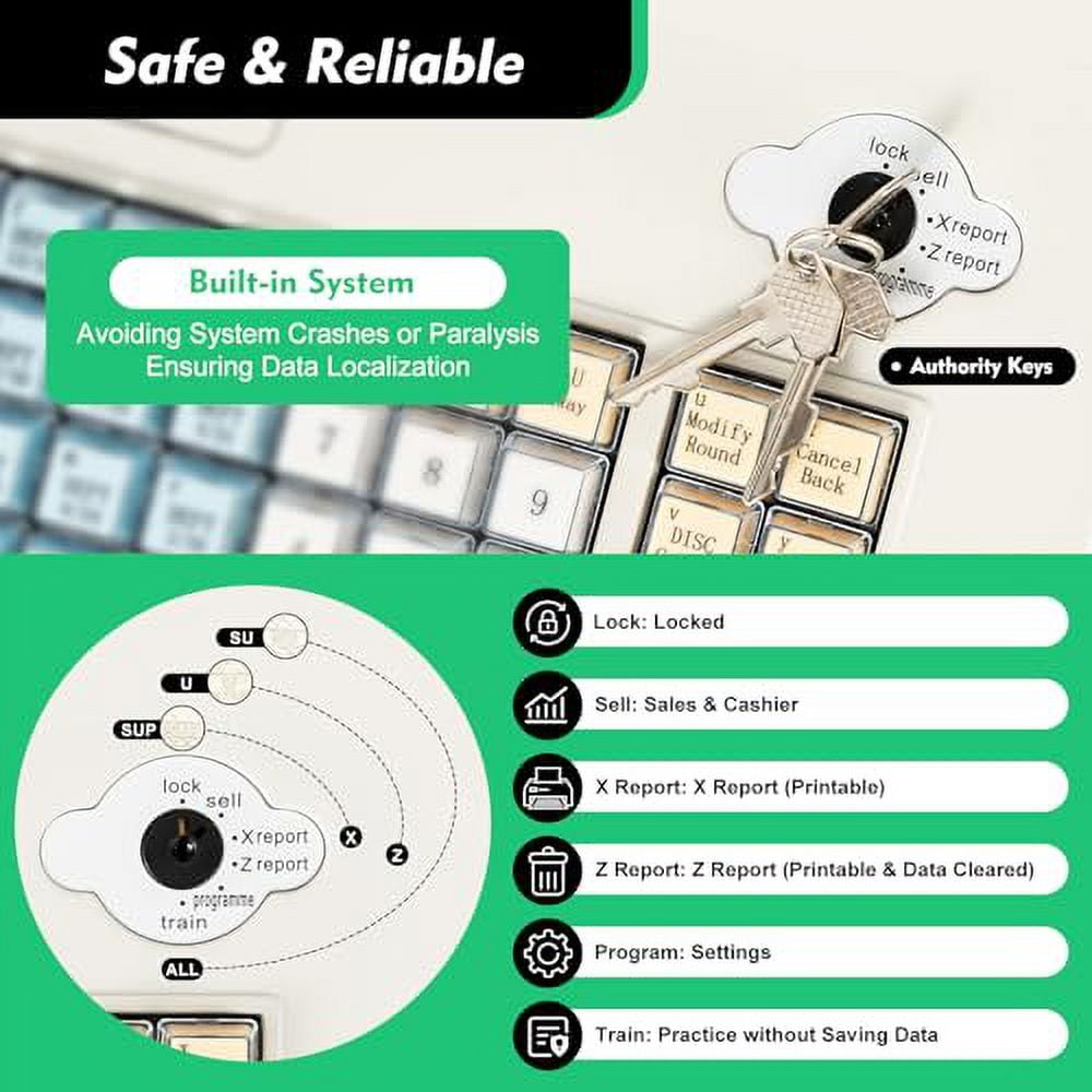 Small Business Cash Register 48 Keys Electronic Cash Registers for ...