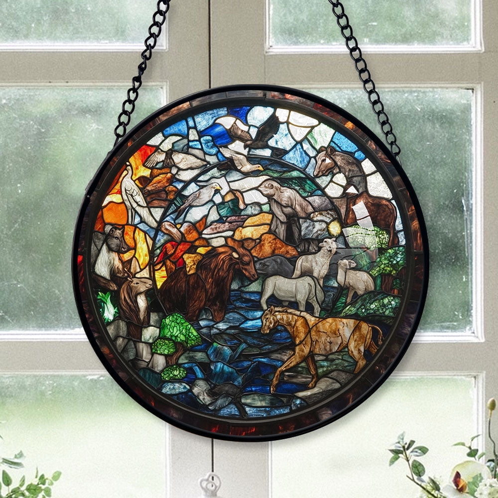Small Business Christmas Gift - Day Night God Father Xmas Stained Glass ...
