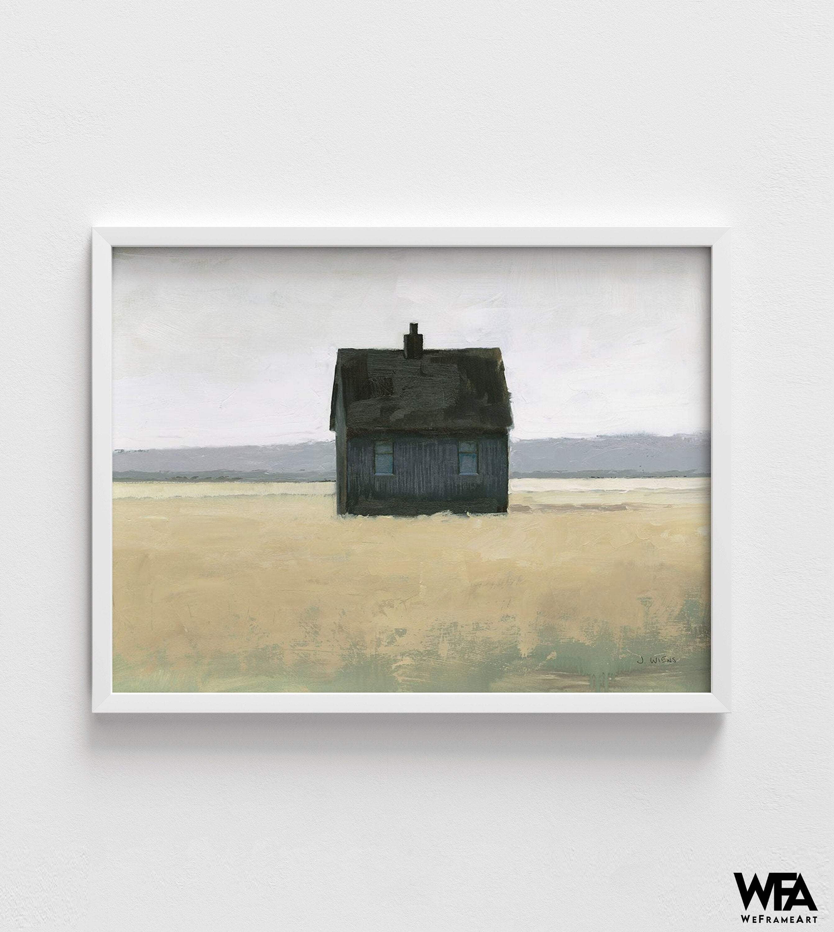 Small Cabin Oil Painting Print, Framed Landscape Painting Print, Rustic ...