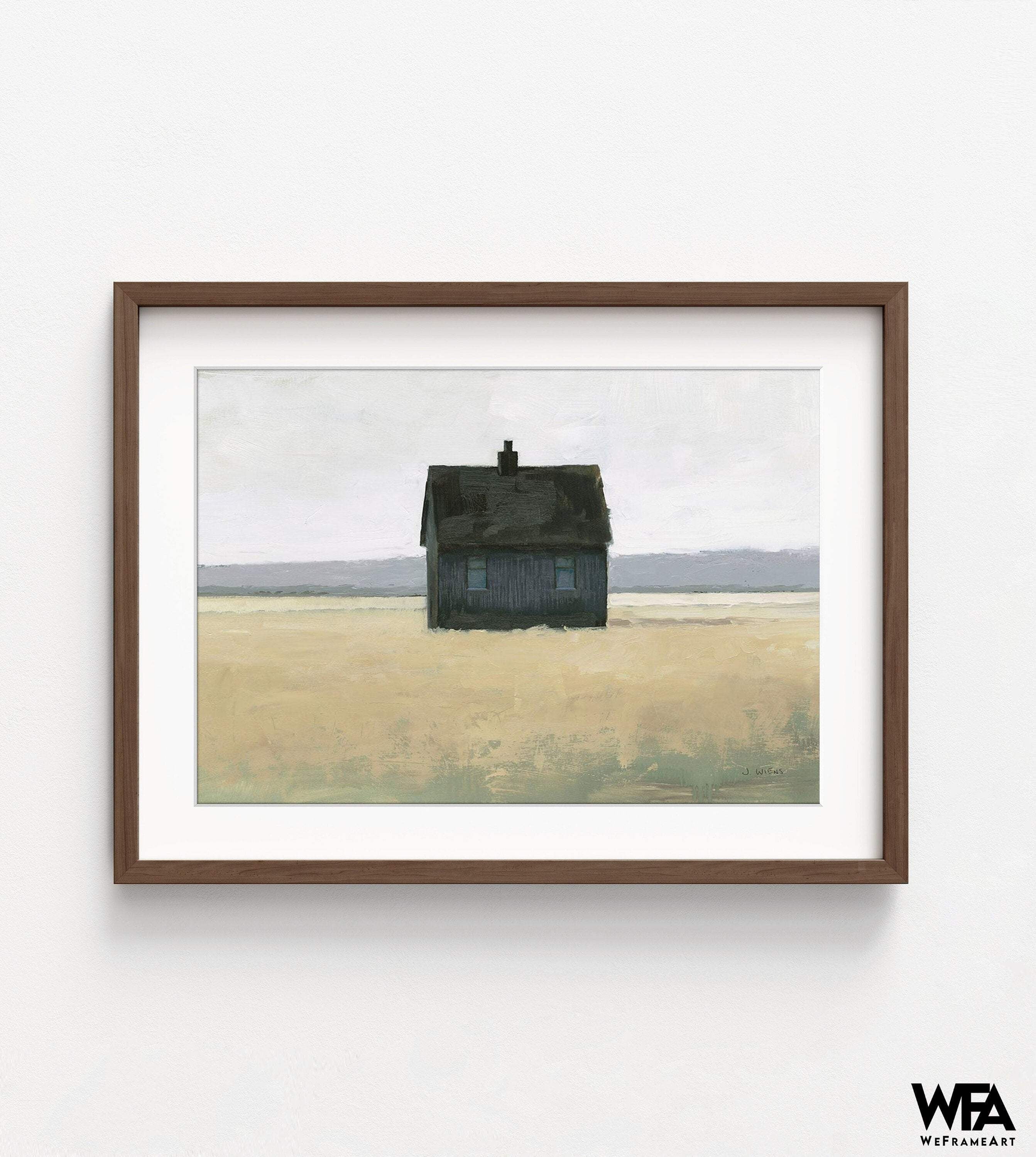 Small Cabin Oil Painting Print, Framed Landscape Painting Print, Rustic ...