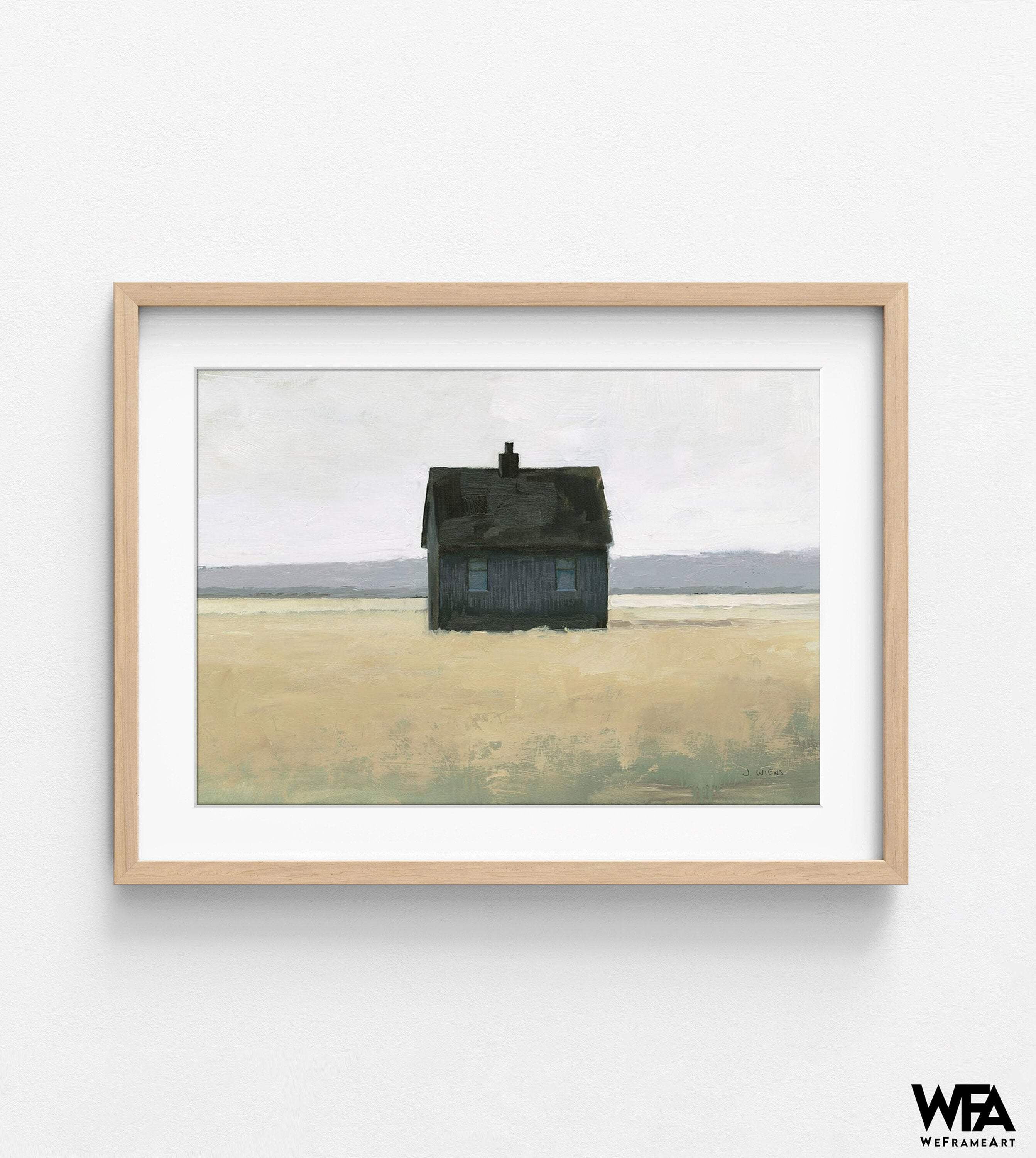 Small Cabin Oil Painting Print, Framed Landscape Painting Print, Rustic ...