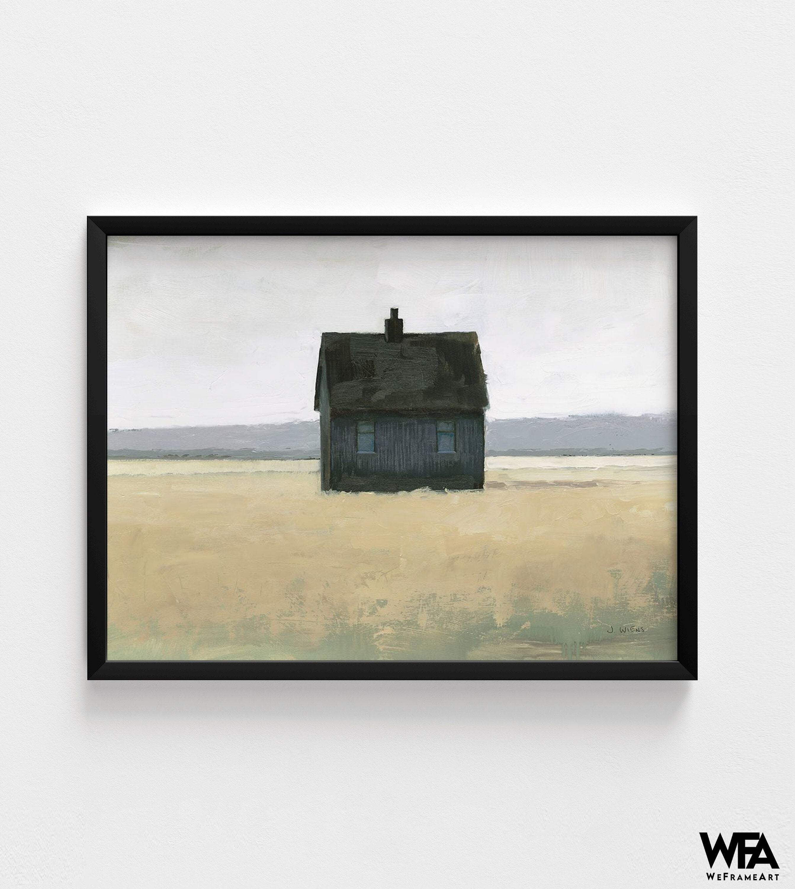 Small Cabin Oil Painting Print, Framed Landscape Painting Print, Rustic ...