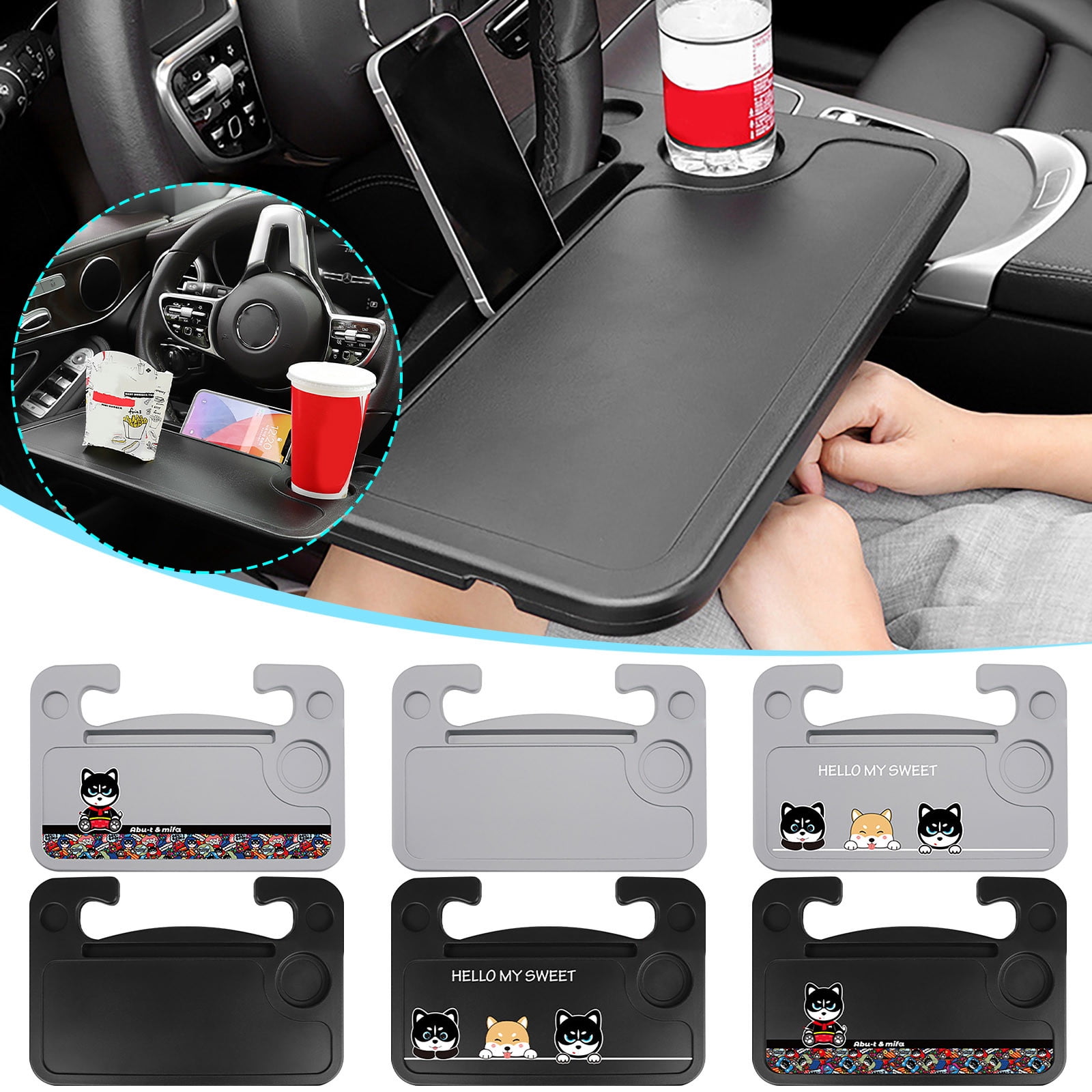 Small Car Steering Wheel Table, Portable Dining Office Stand, Foldable ...