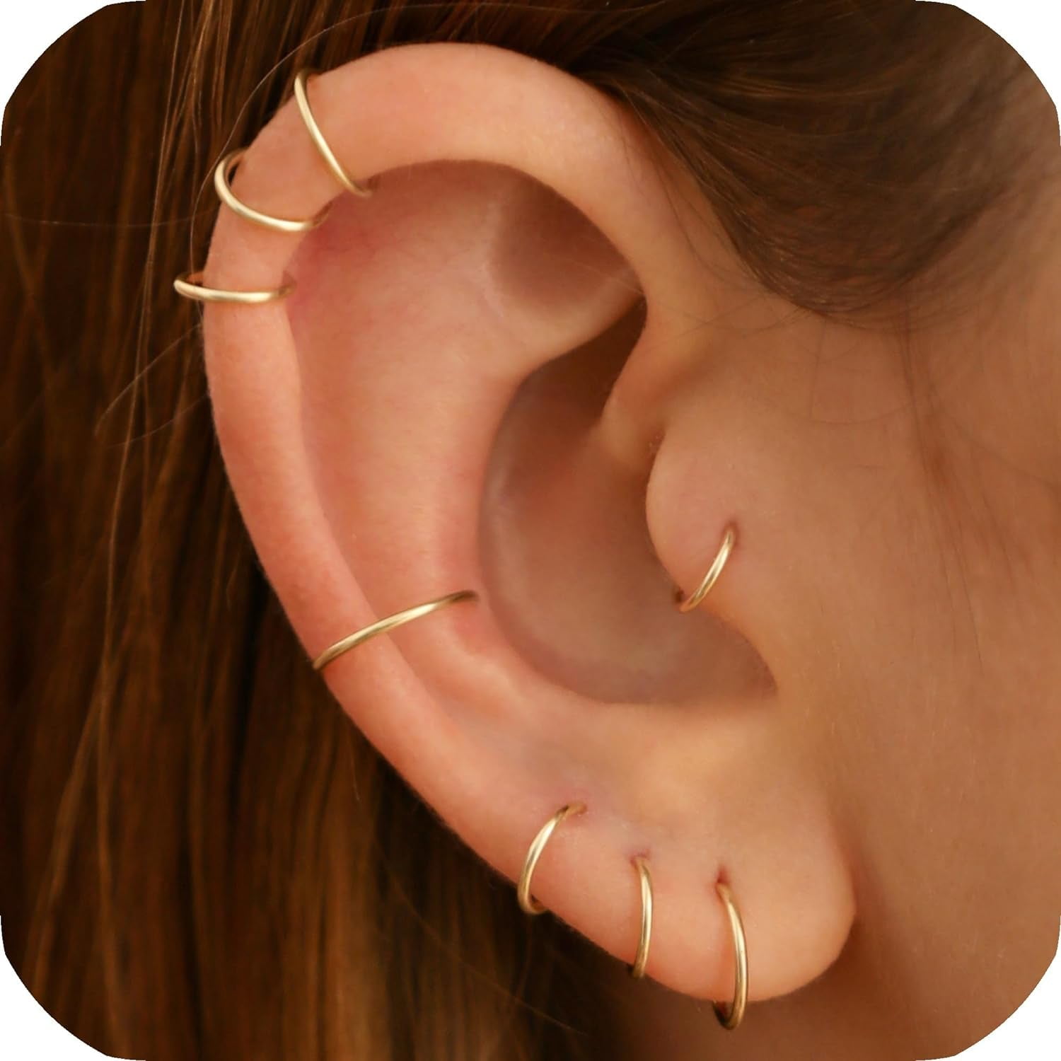 Small Cartilage Hoop Earrings for Women/Men, Thin Piercing Hoop Ring ...