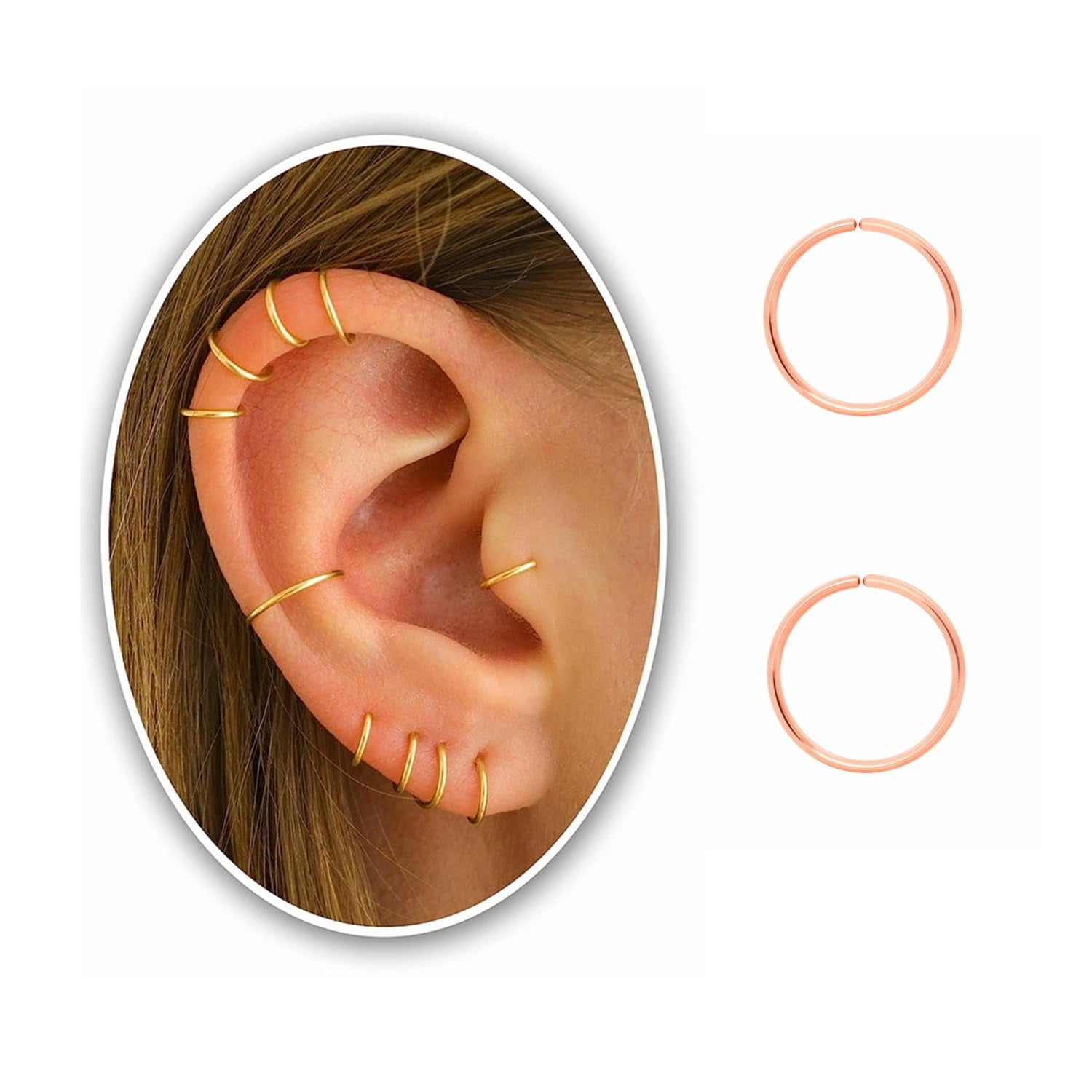 Small Cartilage Hoop Earrings for Women/Men, Thin Piercing Hoop Ring ...