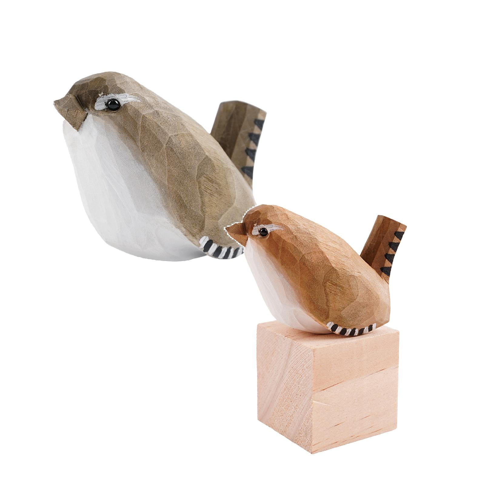 Small Carved Wooden Bird Figurines, Cute Bird Statues Home Decor, Wood ...