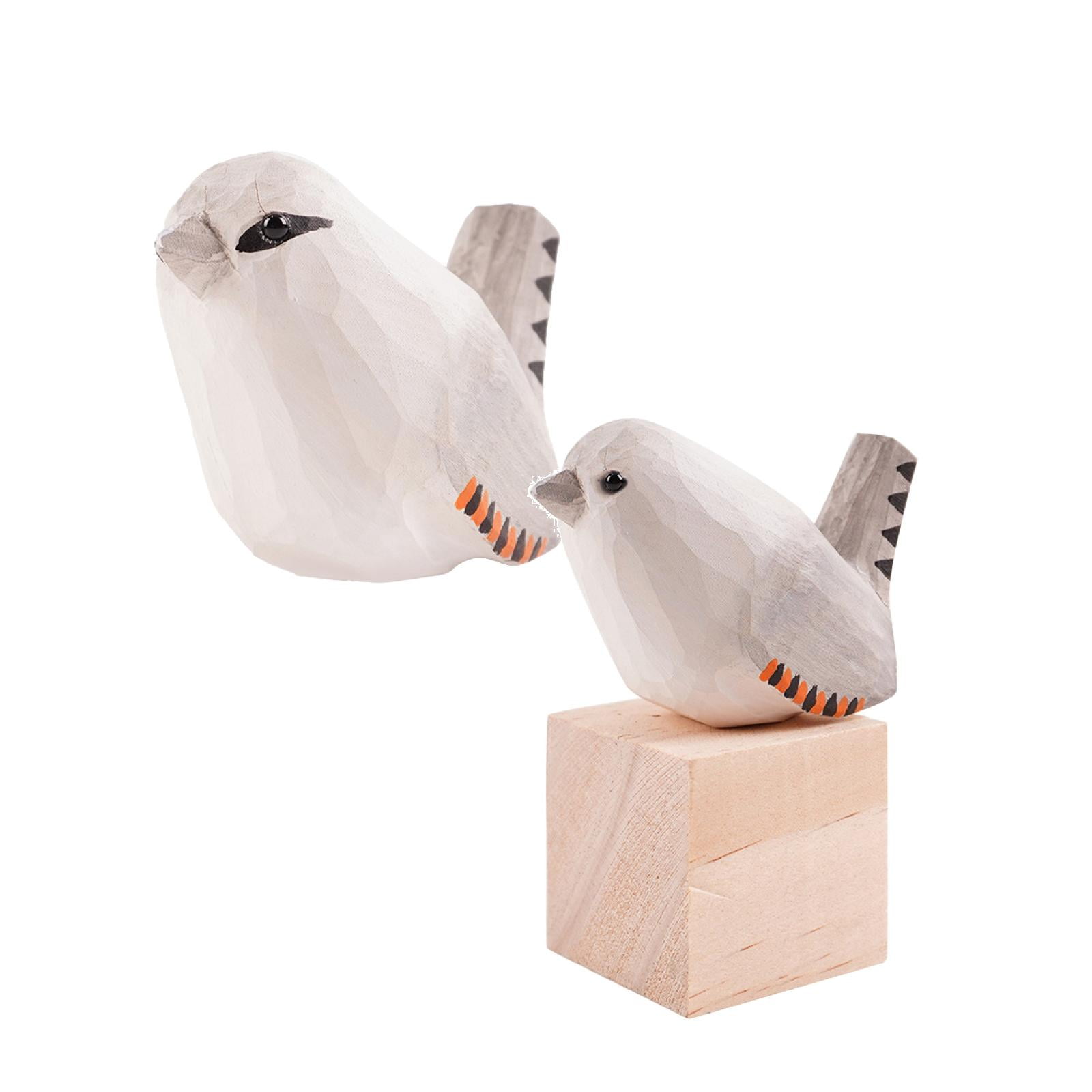 Small Carved Wooden Bird Figurines, Cute Bird Statues Home Decor, Wood ...