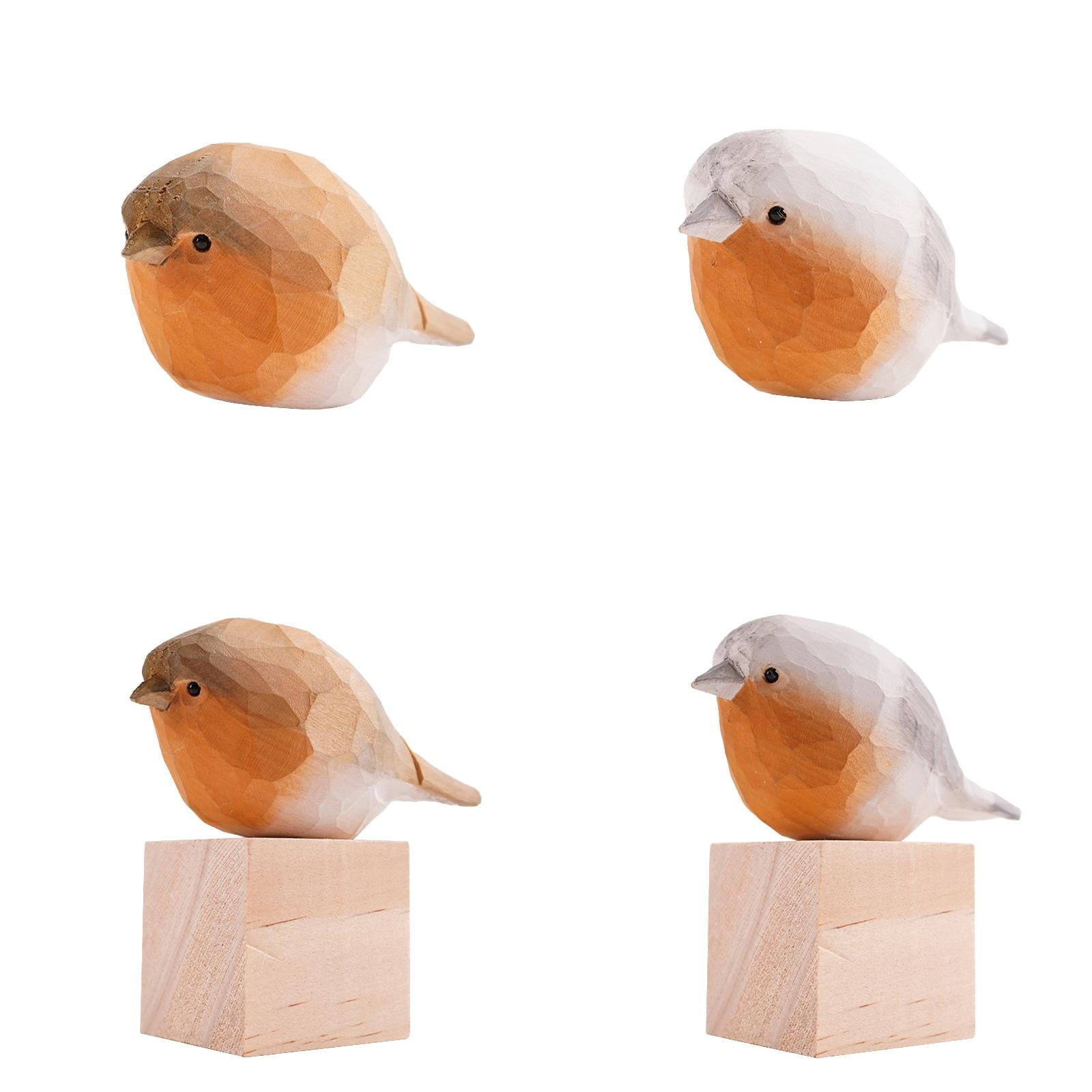 Small Carved Wooden Bird Figurines, Cute Bird Statues Home Decor, Wood ...