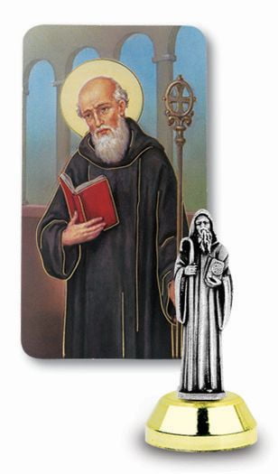Small Catholic Saint Benedict Auto Statue Figurine With Prayer Card for ...