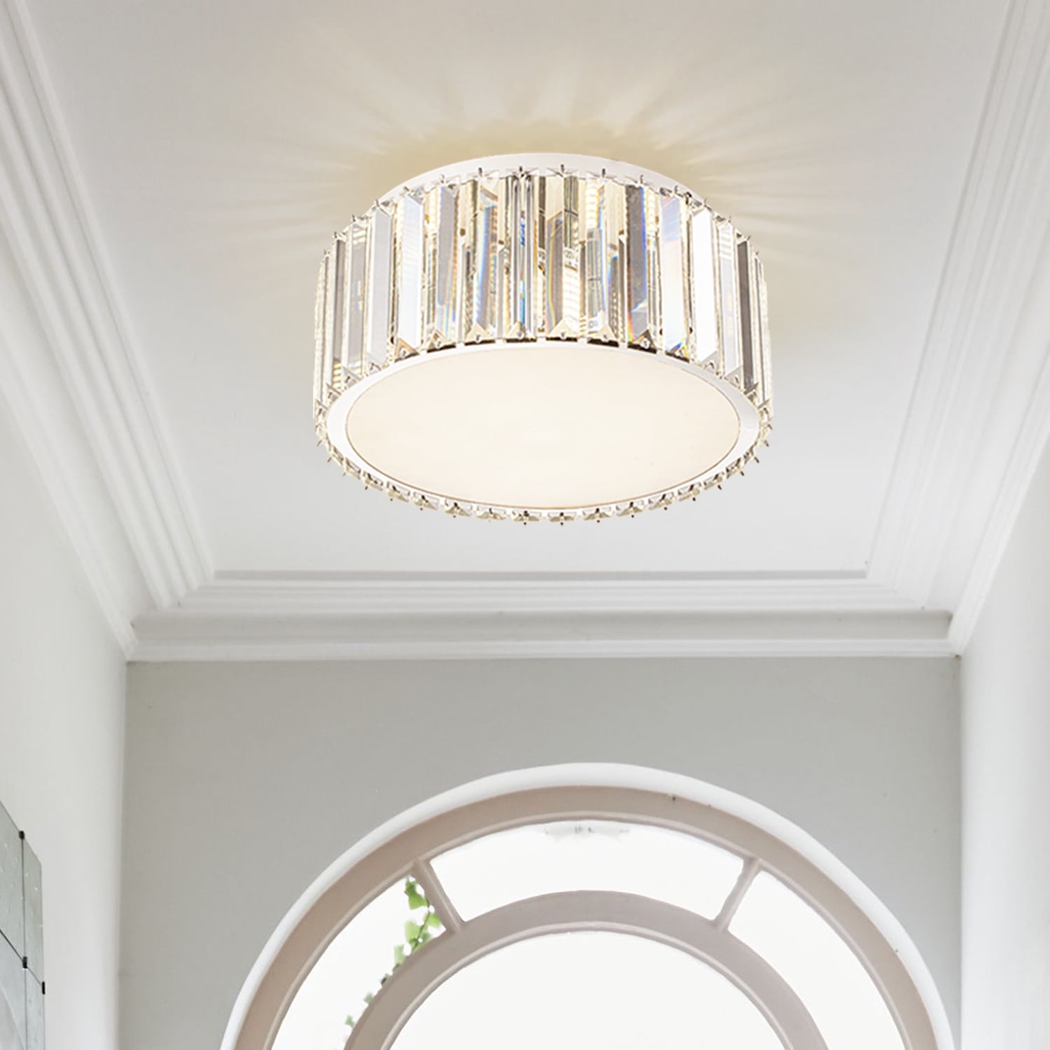 Small Ceiling Light 12-Inch Semi Flush Mount Chandelier with Crystal ...