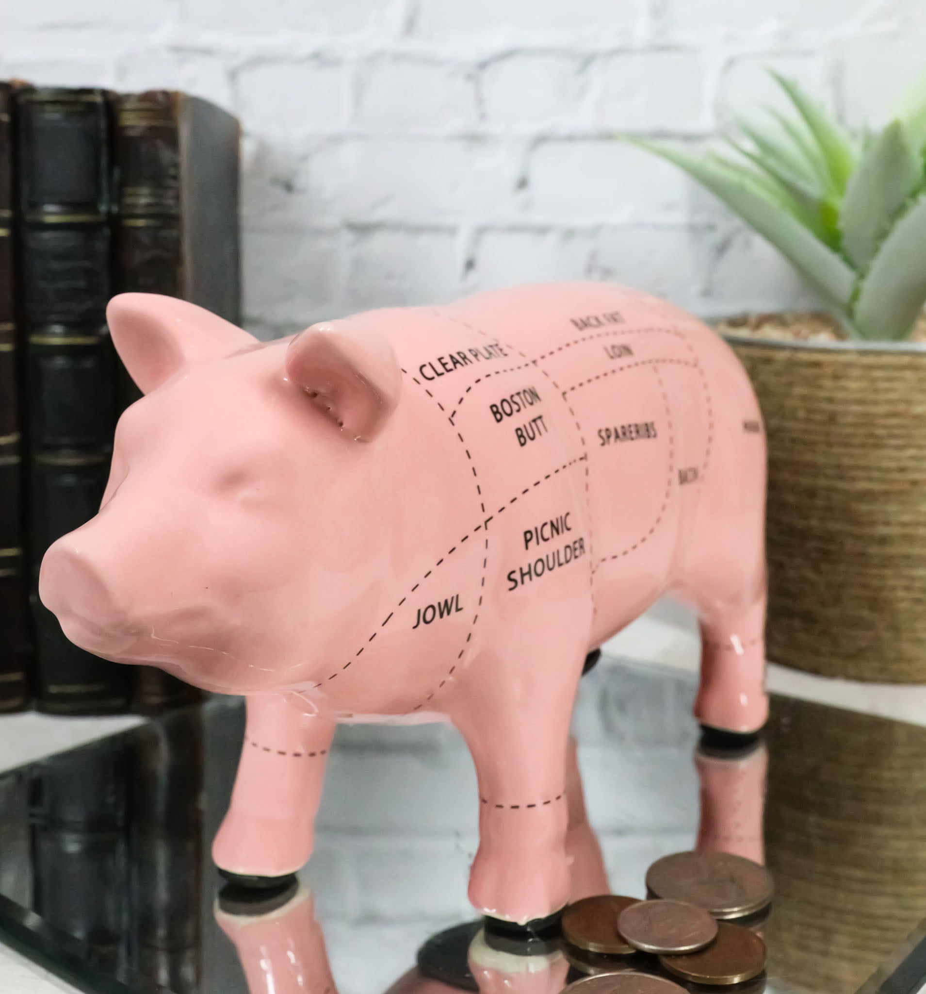 Small Ceramic Country Farmhouse Pig Swine Pork Butcher Chart Piggy Coin ...