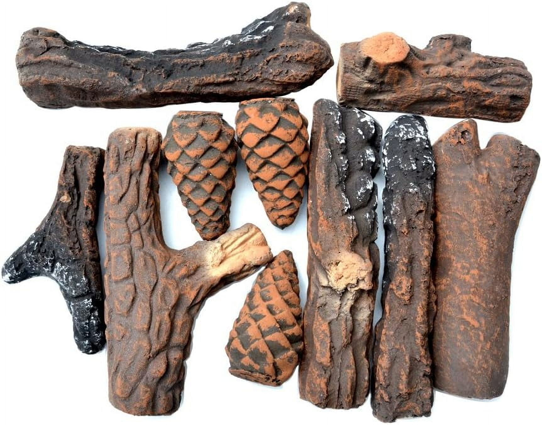 Small Ceramic Gas Logs, 10 Piece Set of Decoration Ceramic Wood Logs ...