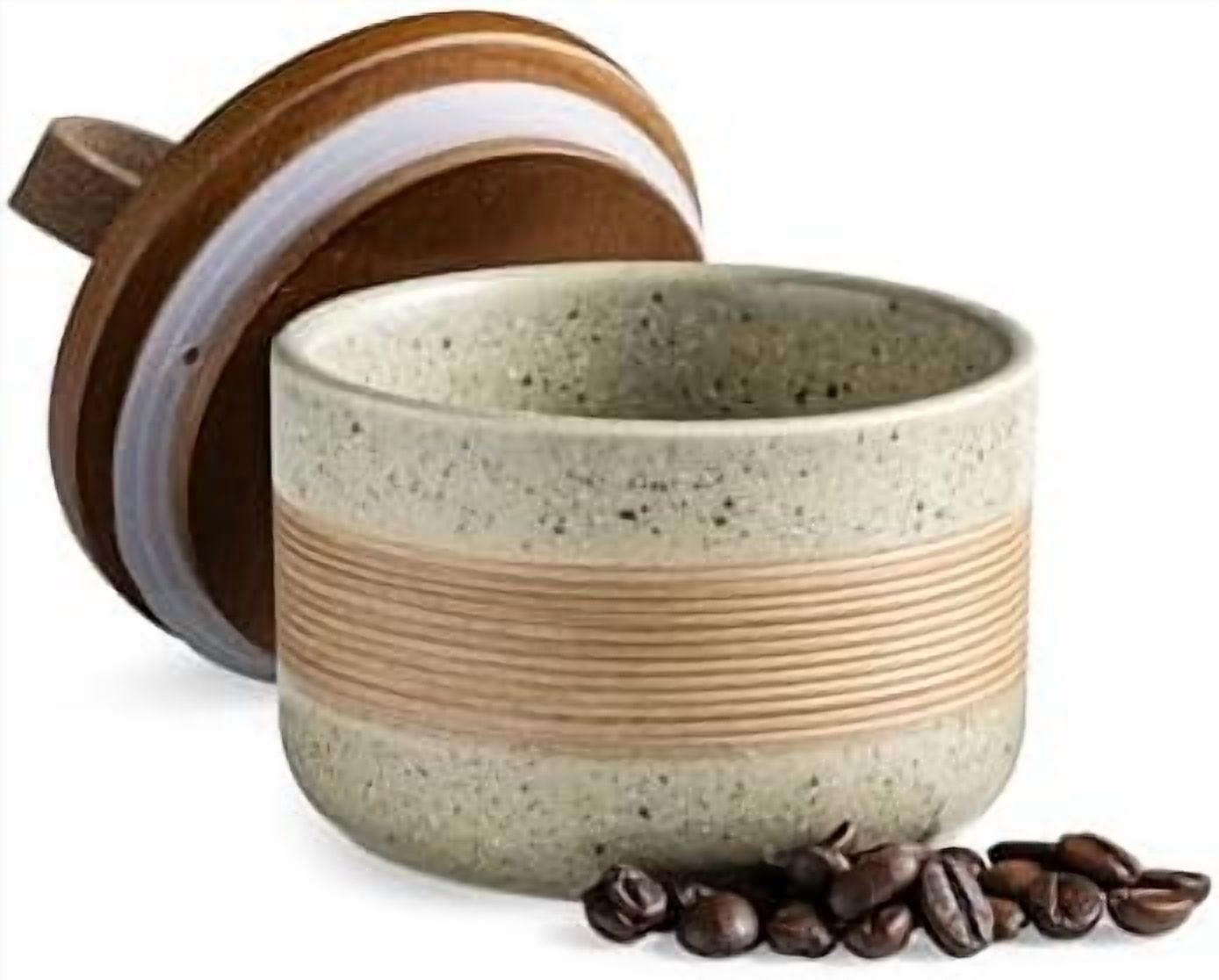 Small Ceramic Jar with Lid, Coffee Canister Coffee Container Kitchen ...