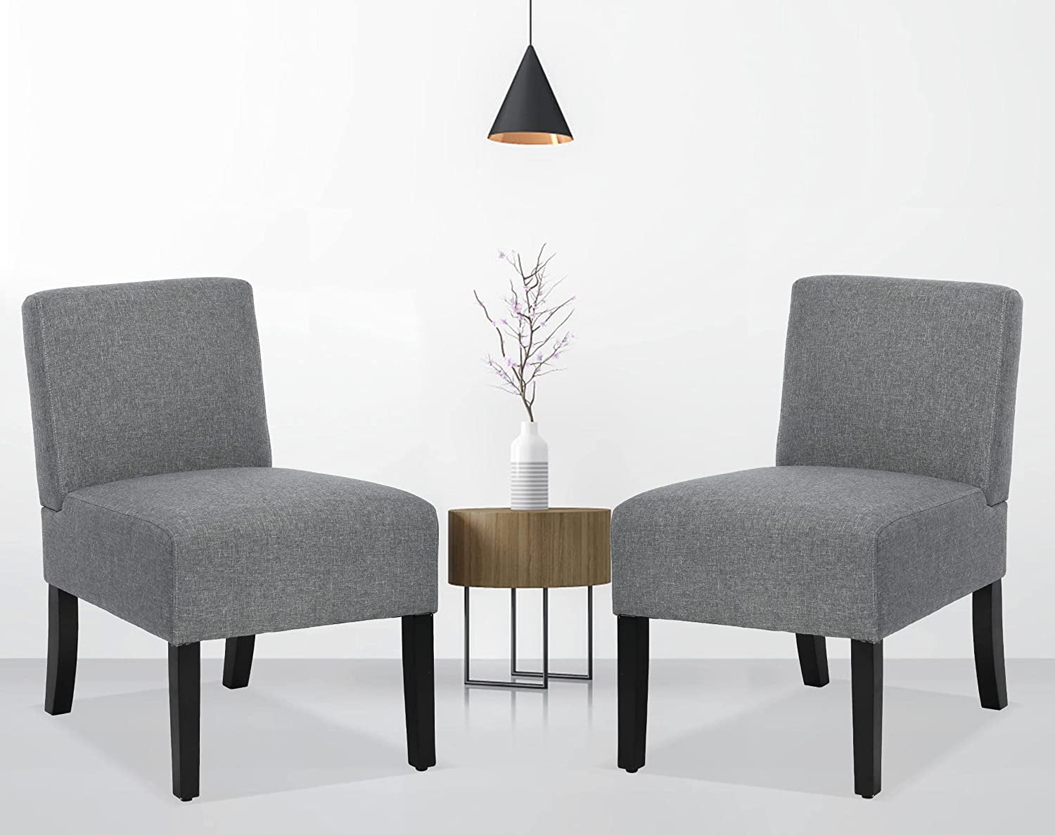 Small Chair for Bedroom, Accent Set of 2, Armless Chair, Modern Living ...