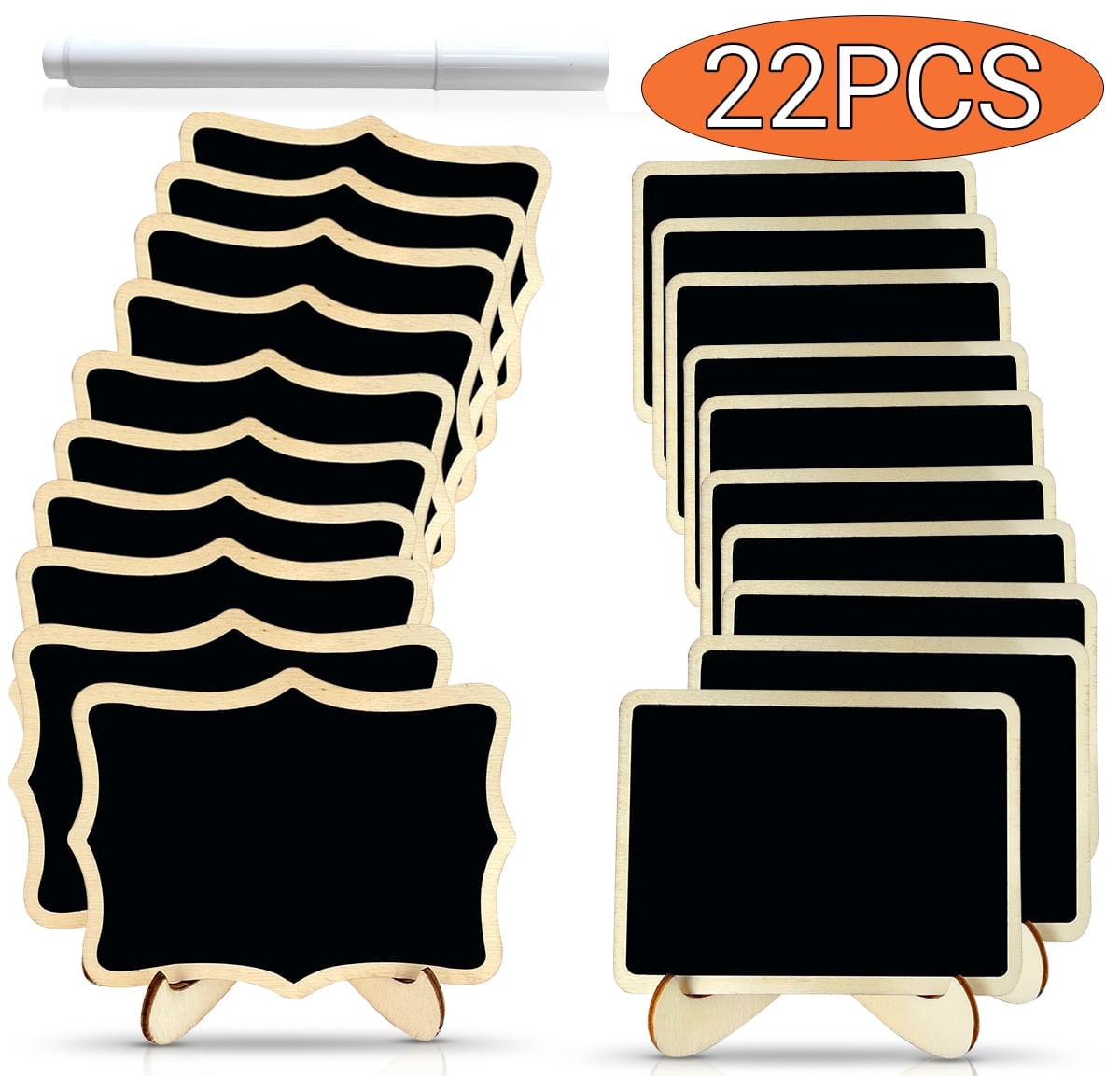 22PCS Mini Wooden Chalkboard Signs with Stand for Crafts, Food Labels ...