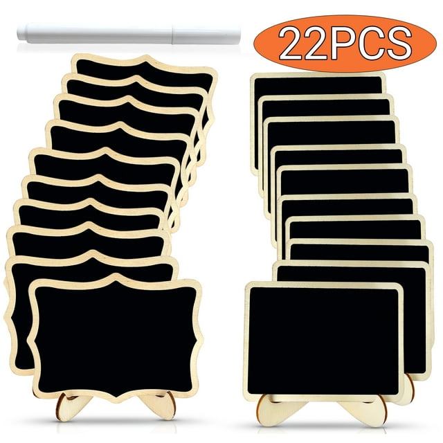 22PCS Mini Wooden Chalkboard Signs with Stand for Crafts, Food Labels ...