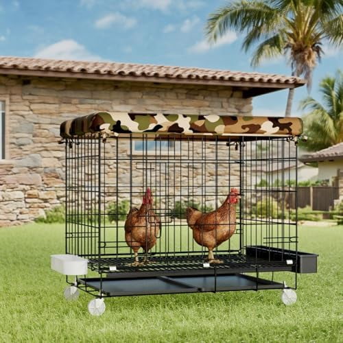 Small Chicken Cage Outside: Wire Small Animal Cage with Wheels ...