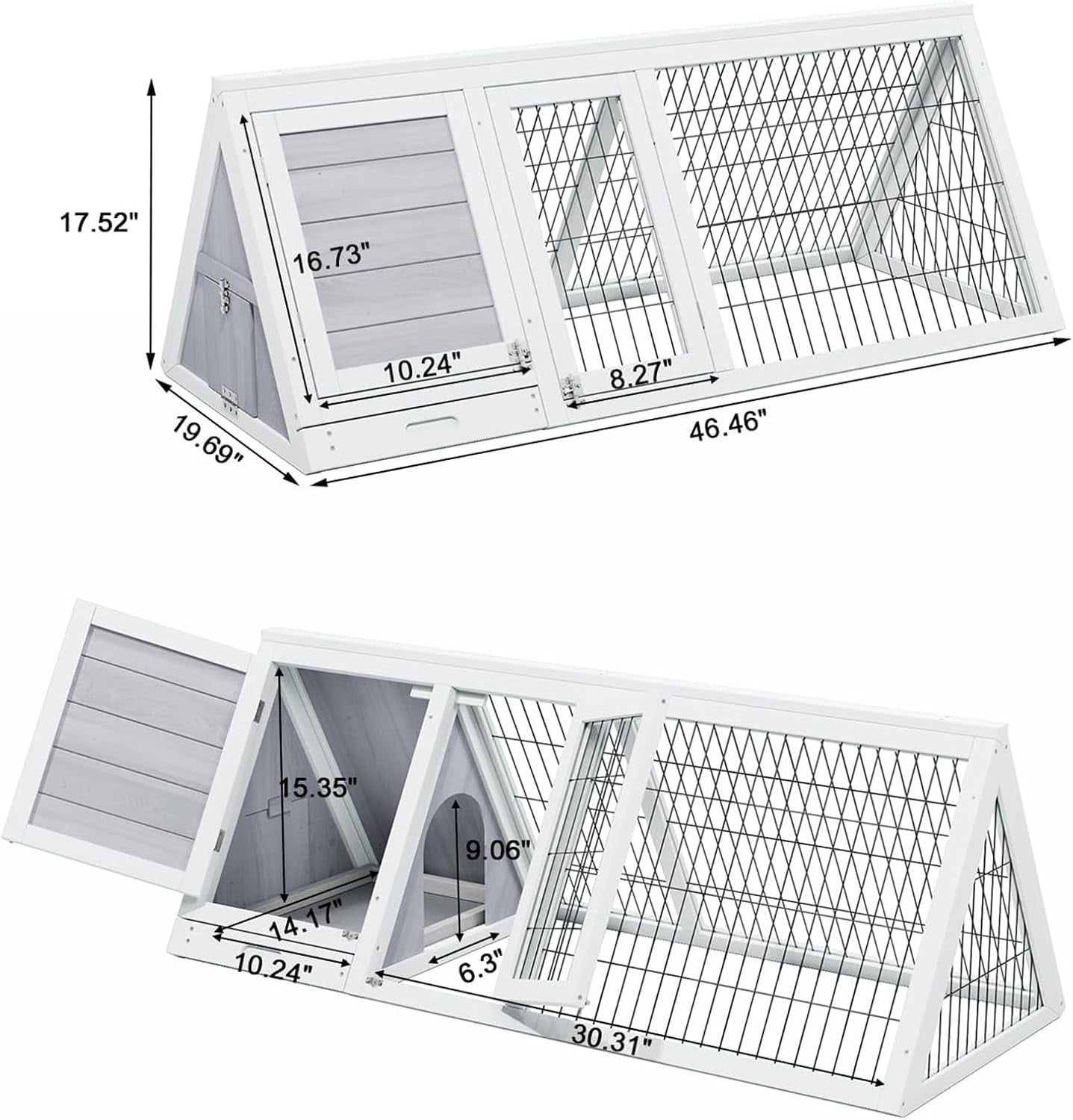 Small Chicken Coop Outdoor A-Frame Quail Cage with 2 Door & Run Cage ...