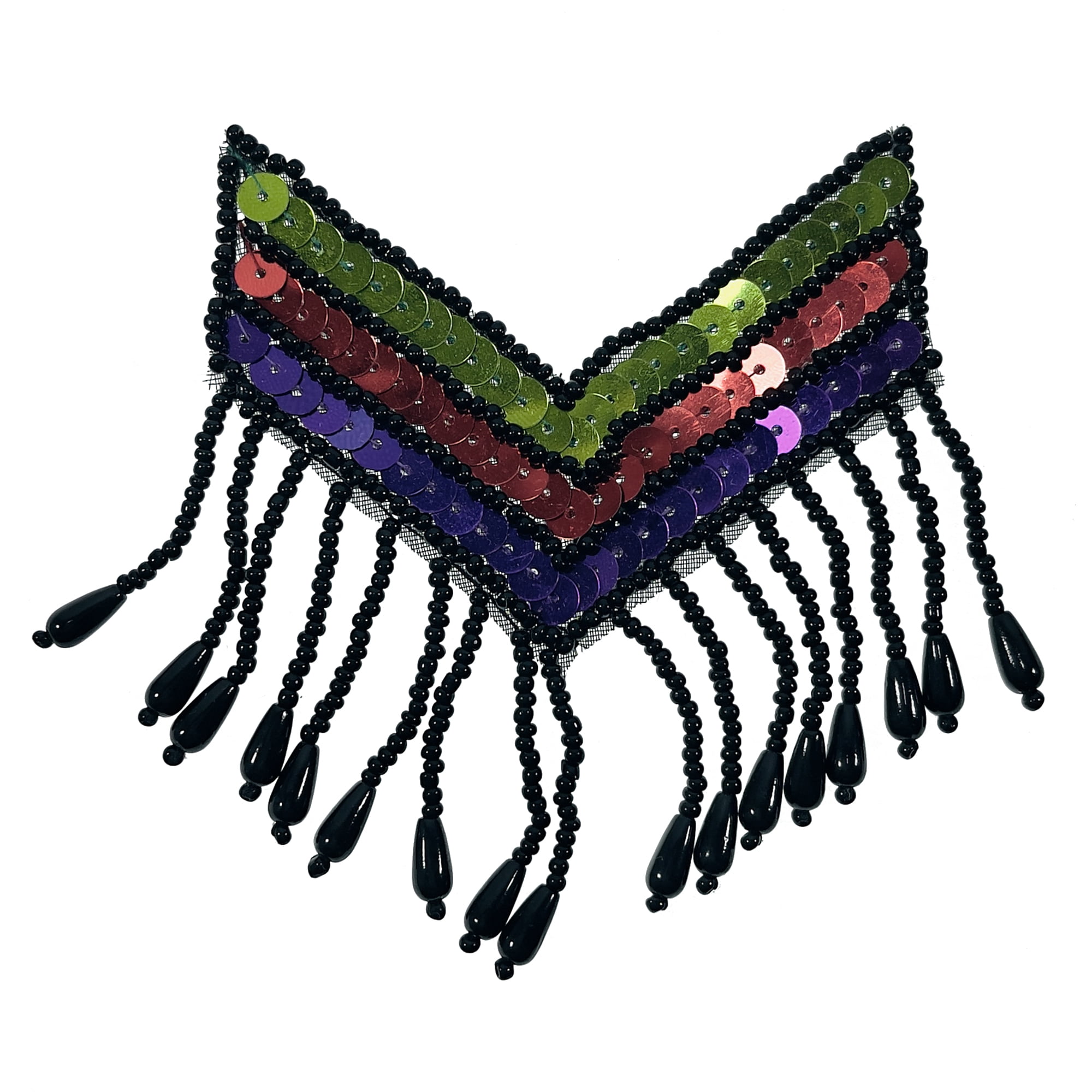 Small Chinook Chevron Beaded Fringe Epaulet Sequin Applique - Walmart.com
