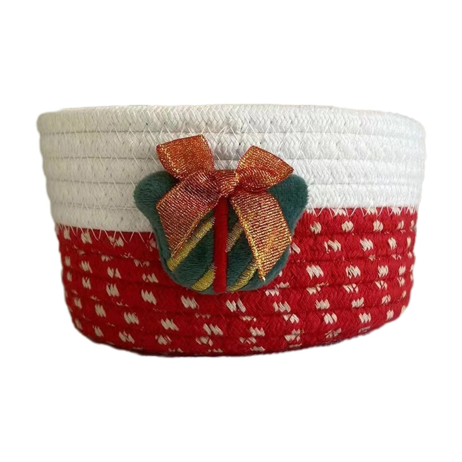 Small Christmas Basket with 3D Santa Claus, Cotton Rope Woven Christmas ...