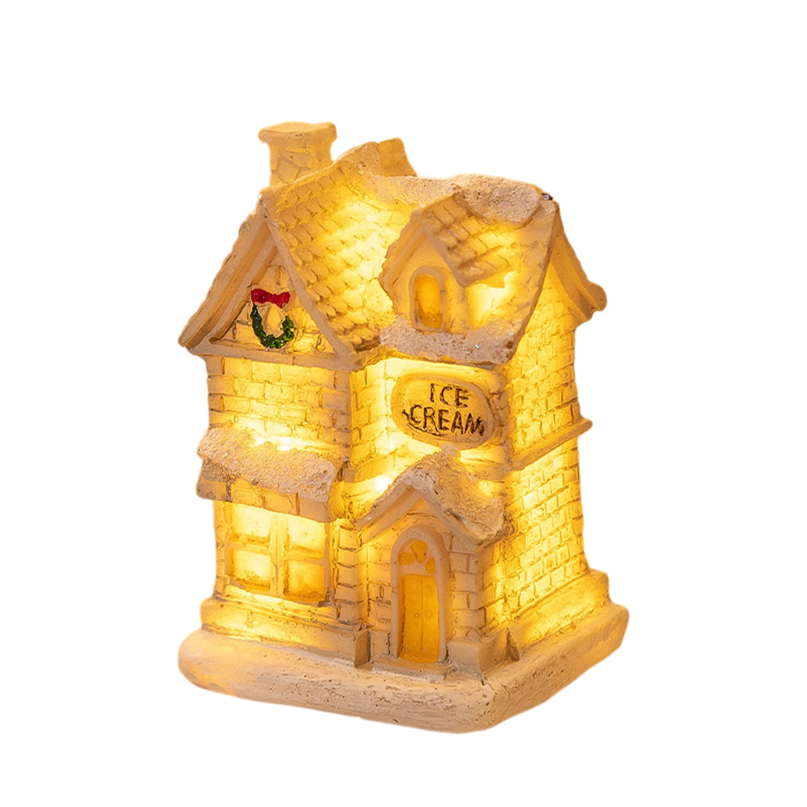 Small Christmas Houses Resin Ornaments Desktop Decoration, Lighted ...