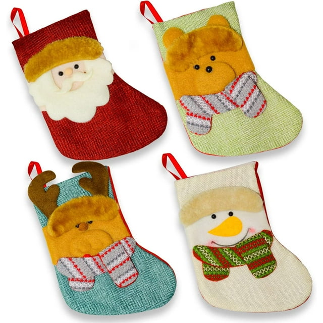 Small Christmas Stockings 4 Pack, Personalized Christmas Stockings 7 ...