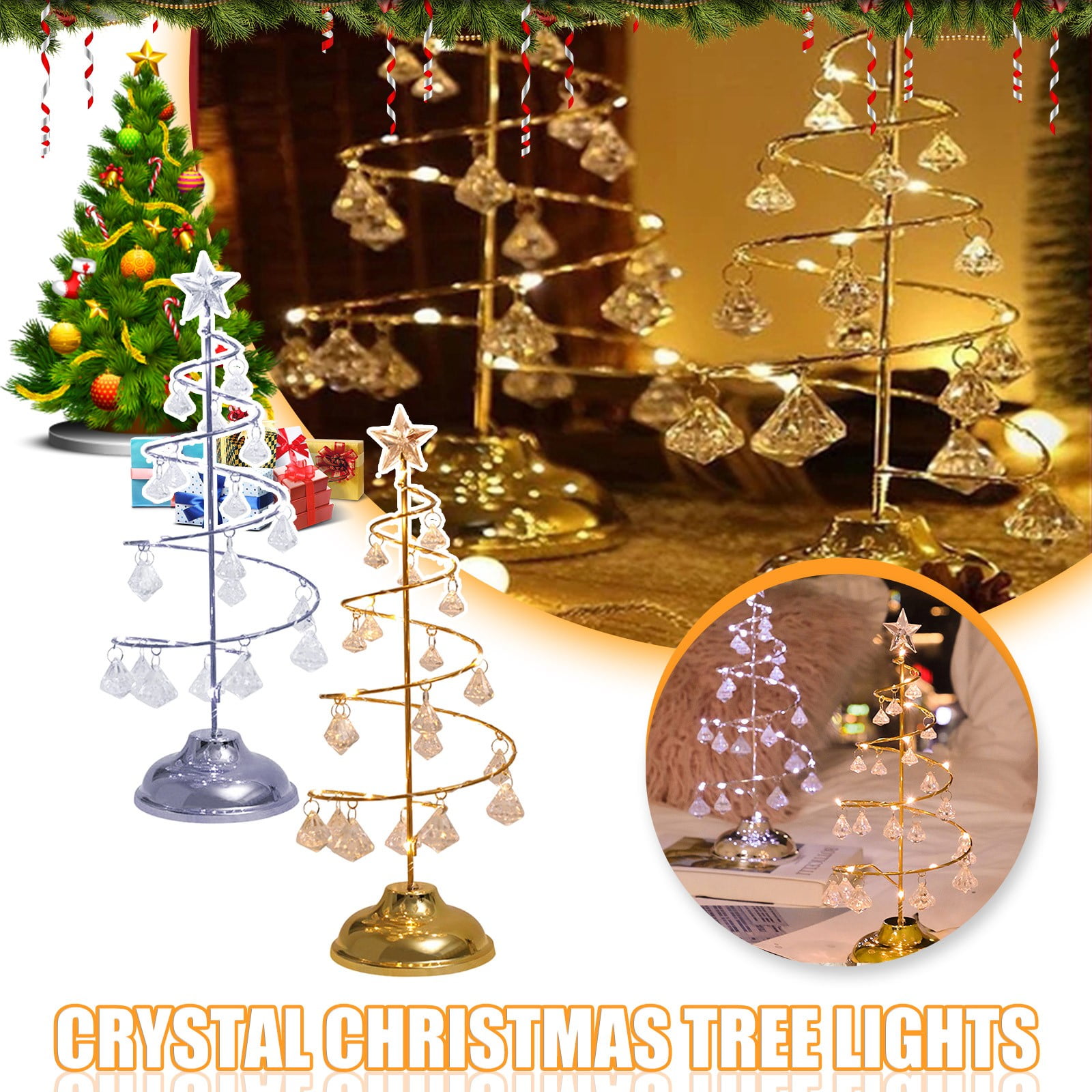 Small Christmas Tree with Lights, 13" Table Top Pre-lit Artificial ...