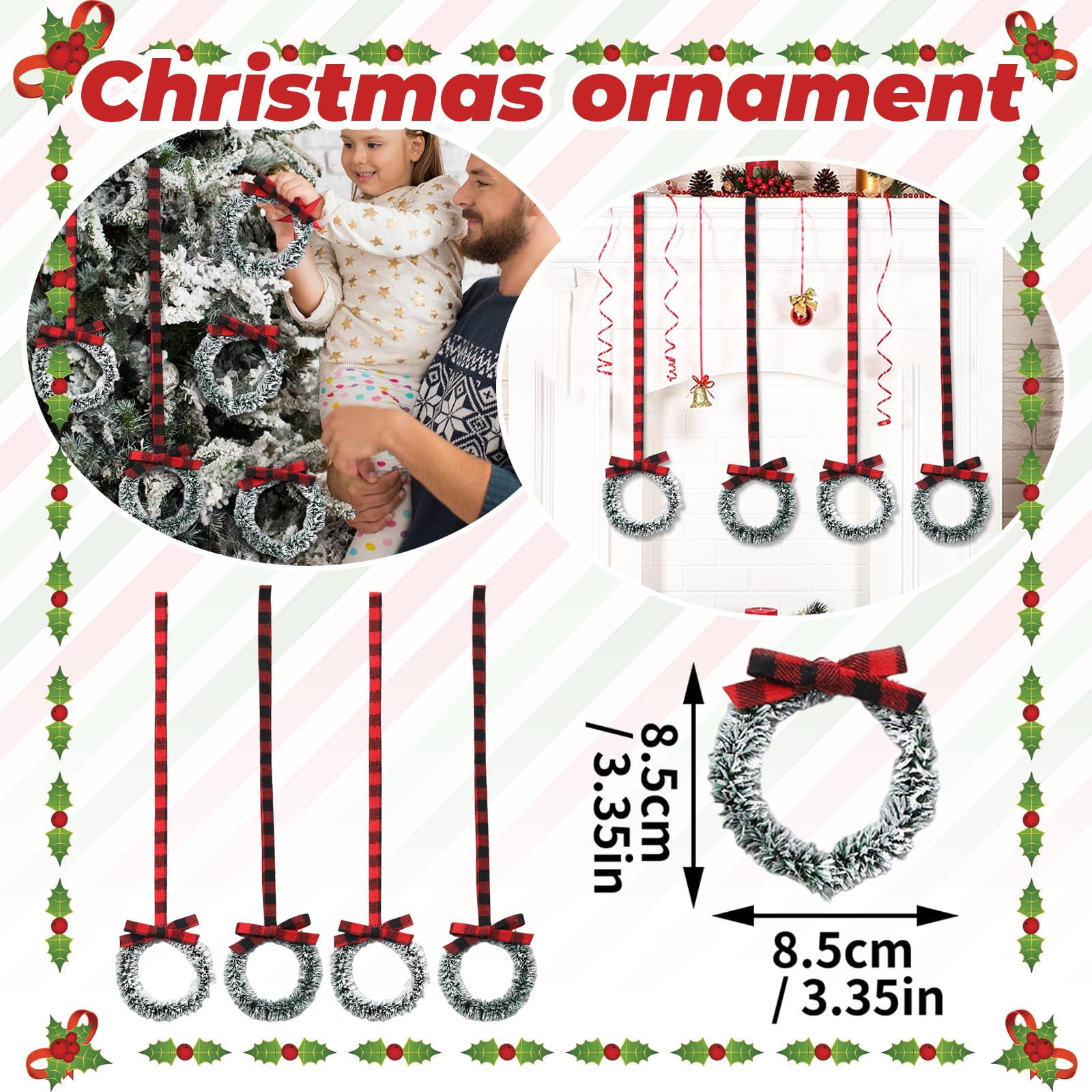 Small Christmas Wreaths 3.35in Artificial Garland Decorations Christmas ...