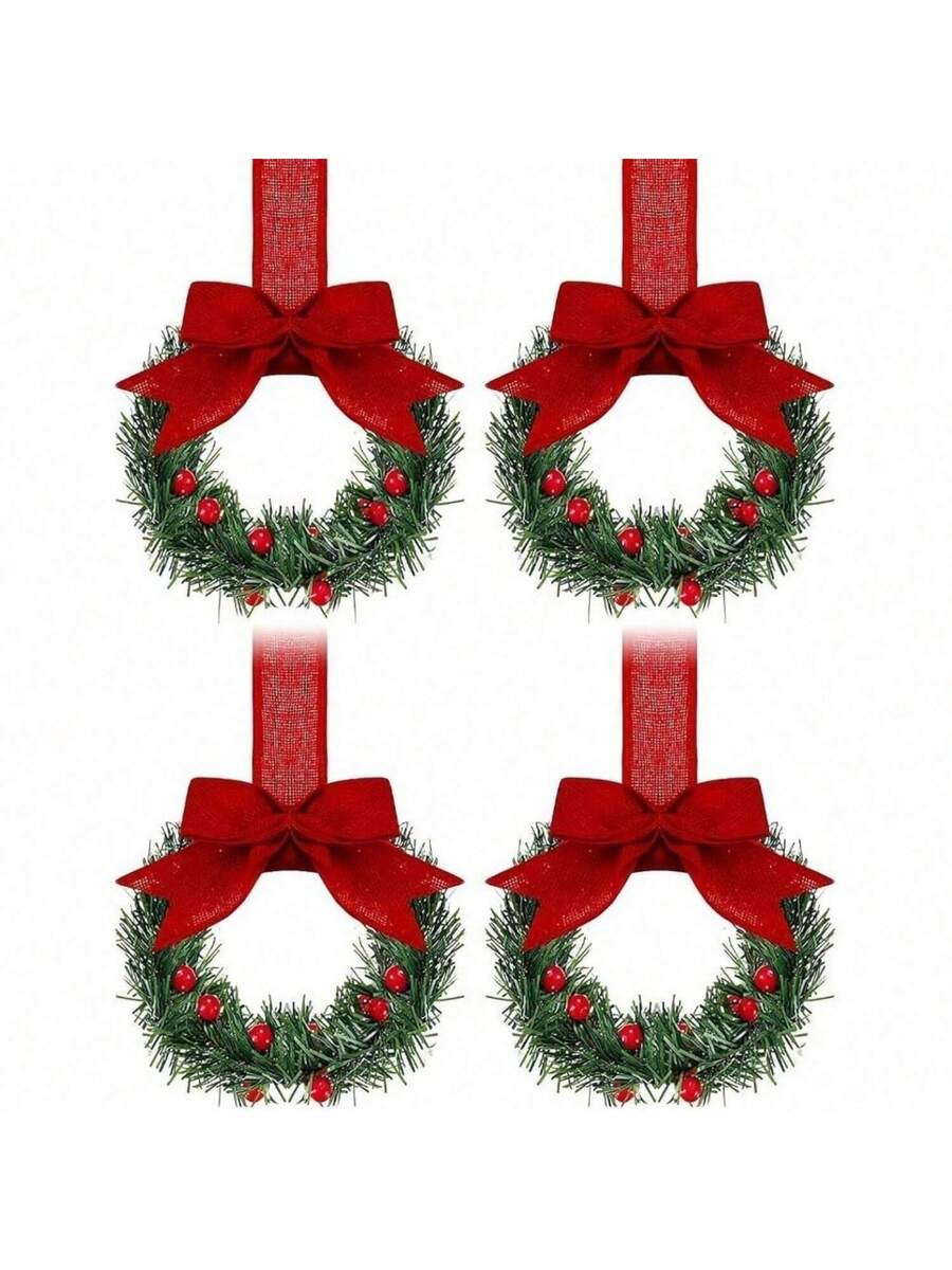 Small Christmas Wreaths,Christmas Kitchen Cabinet Wreaths Wirh Red ...
