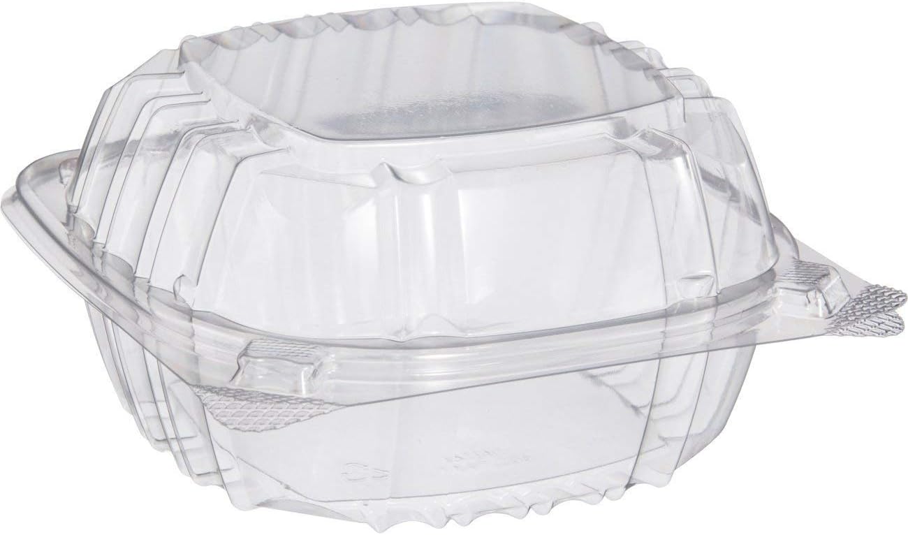 Small Clear Plastic Hinged Food Container 6x6 for Sandwich Salad Party ...