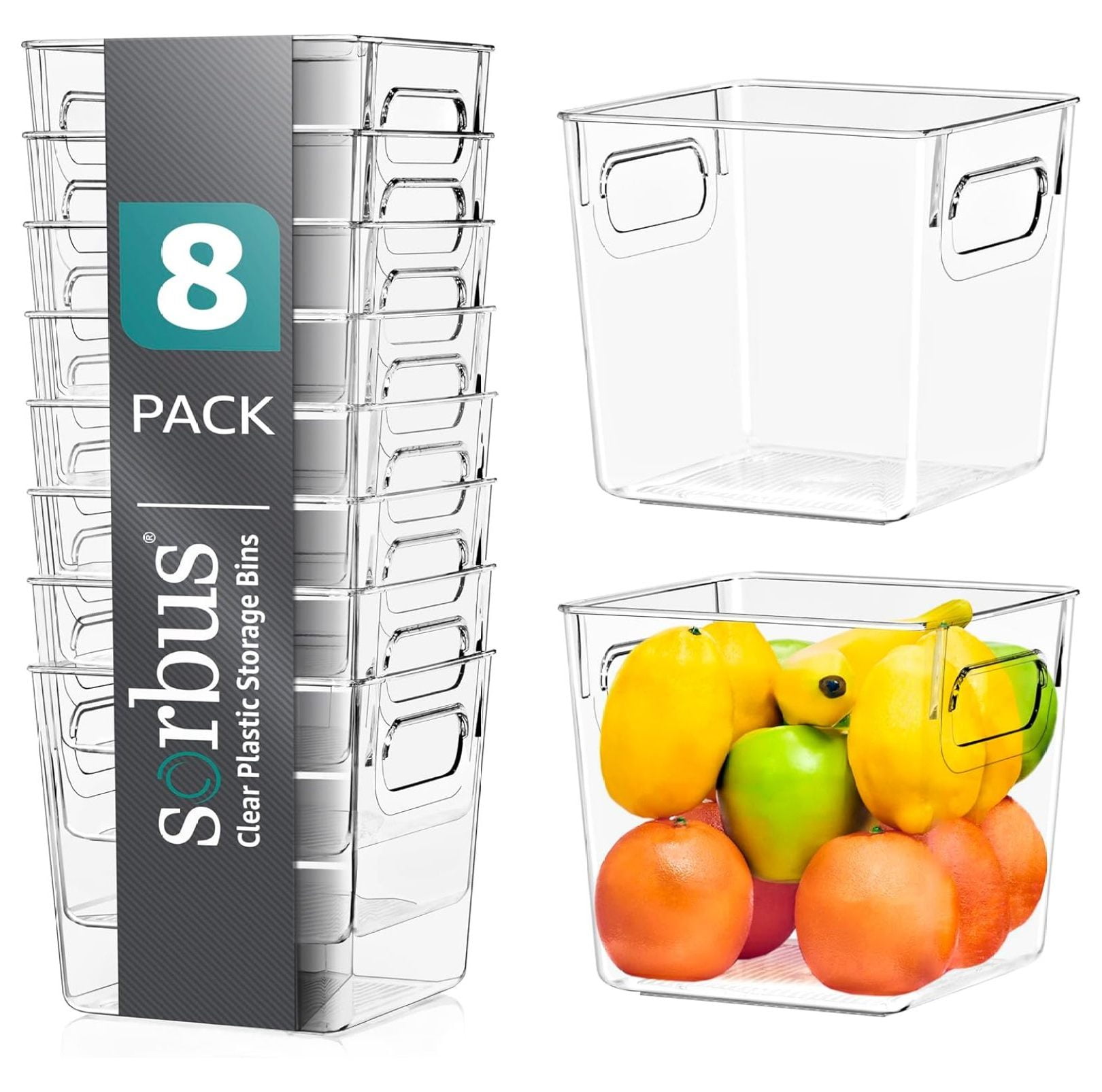 Small Clear Plastic Storage Bins for Shelves, Clothes, with Handle ...