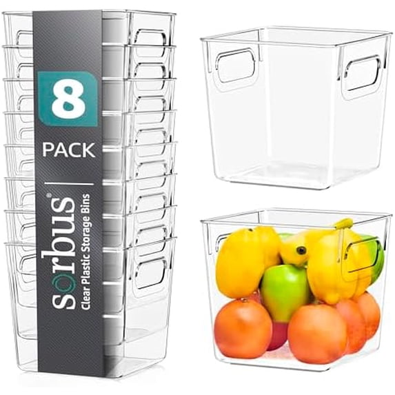 Small Clear Plastic Storage Bins for Shelves, Clothes, with Handle ...