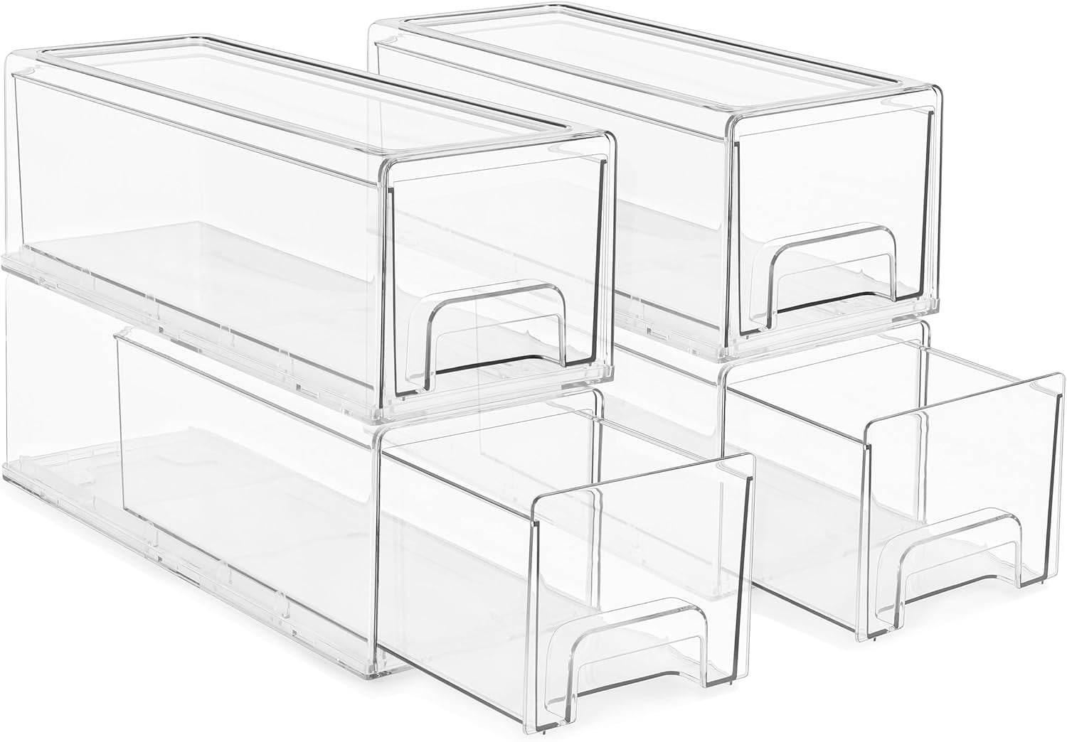 Small Clear Stackable Storage Drawers – 4-Pack Plastic Organizer Bins ...