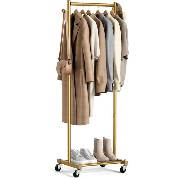 Small Clothes Rack with Wheels 60" Garment Rack with Shelves Portable ...