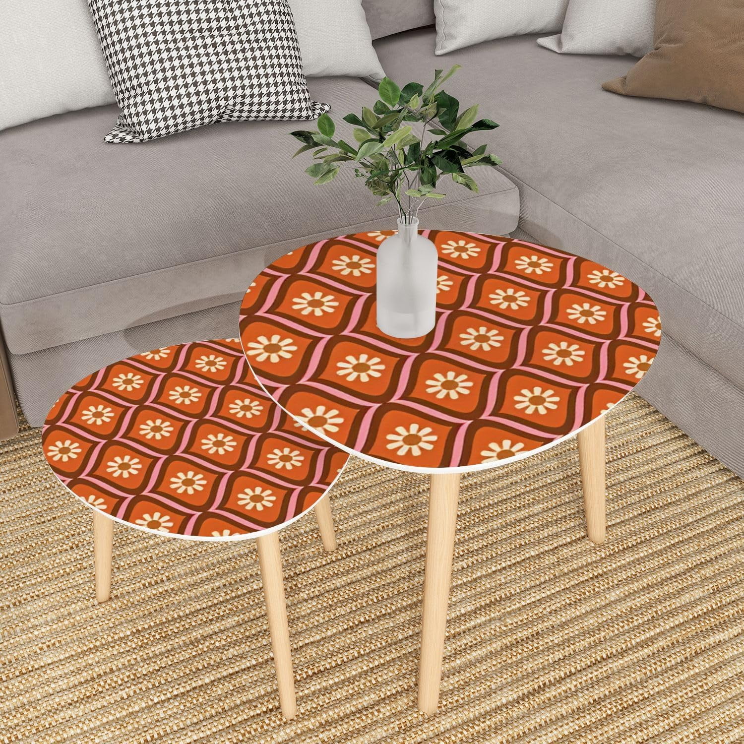 Small Coffee Nesting Table 70 s Retro Seamless Pattern 60s 70s ...