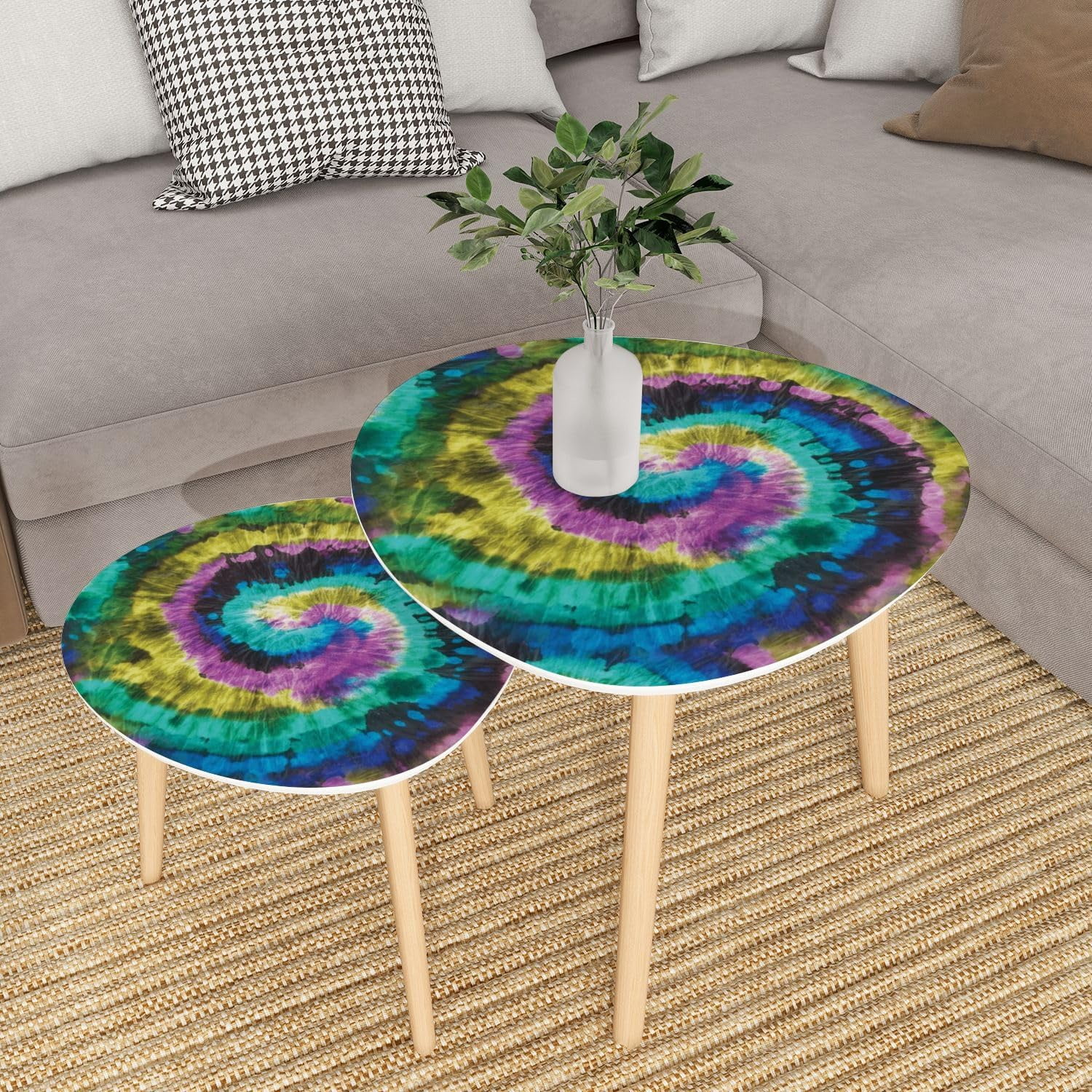 Small Coffee Nesting Table Hippie Dye Swirl Psychedelic Spiral Paint ...