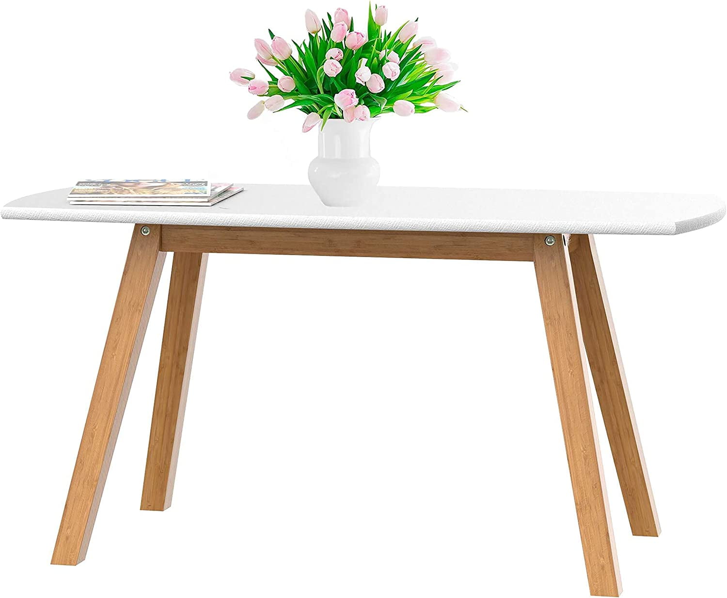 Small Coffee Table - Franz Designer Low Table w/Wooden Bamboo Frame for ...