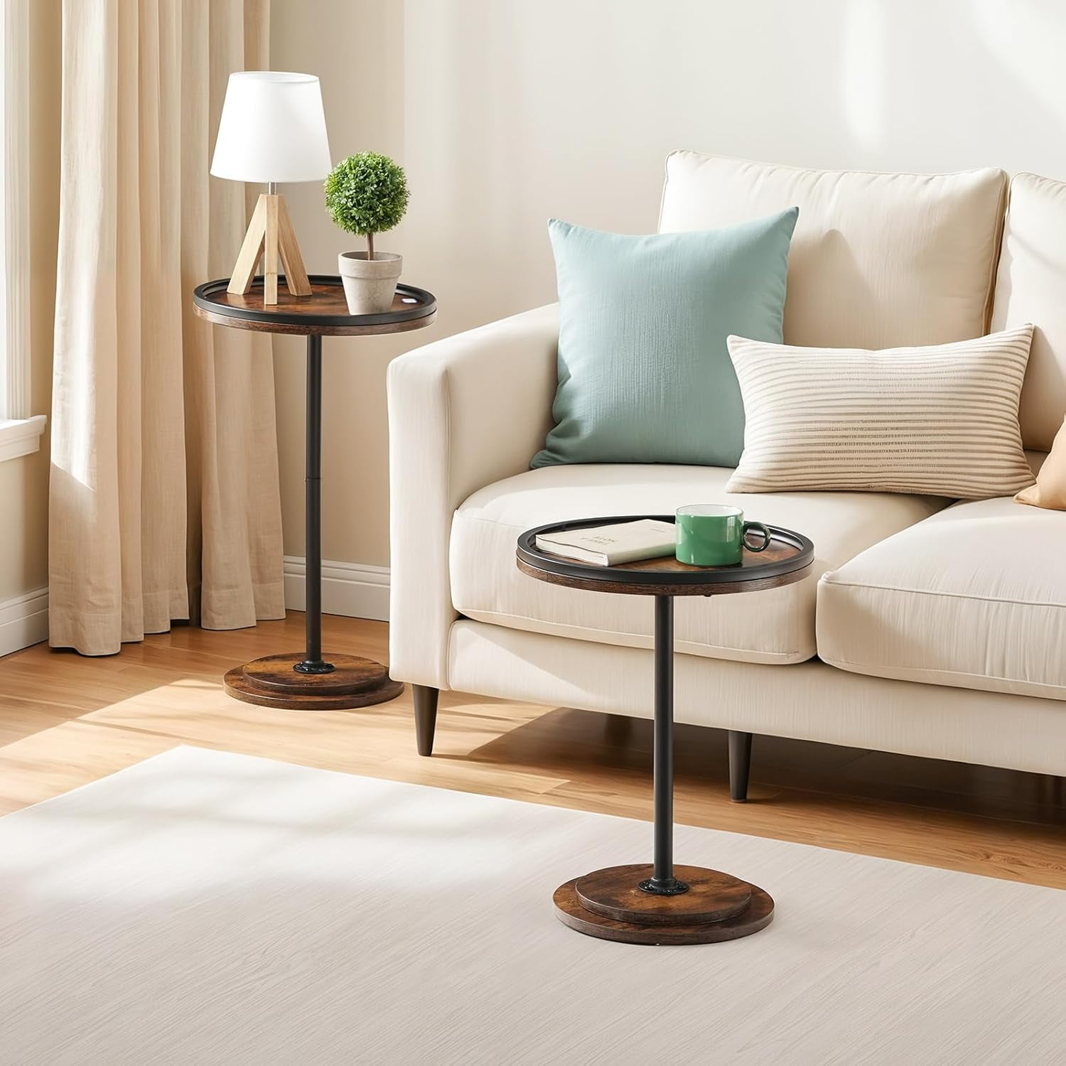 Small Coffee Table Set of 2, Round Coffee End Tables for Small Space ...