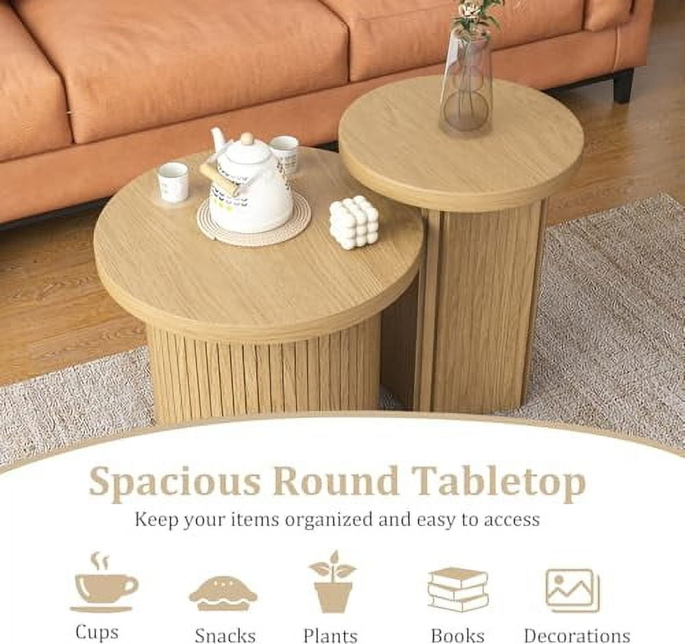 Small Coffee Table Set of 2,Round Coffee Tables for Living Room,Nesting ...