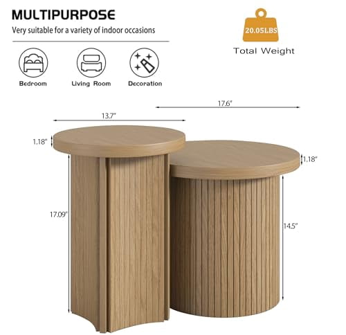 Small Coffee Table Set of 2,Round Coffee Tables for Living Room,Nesting ...