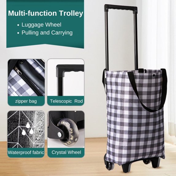 Small Collapsible Shopping Cart with Wheels,Portable Grocery Trolley ...