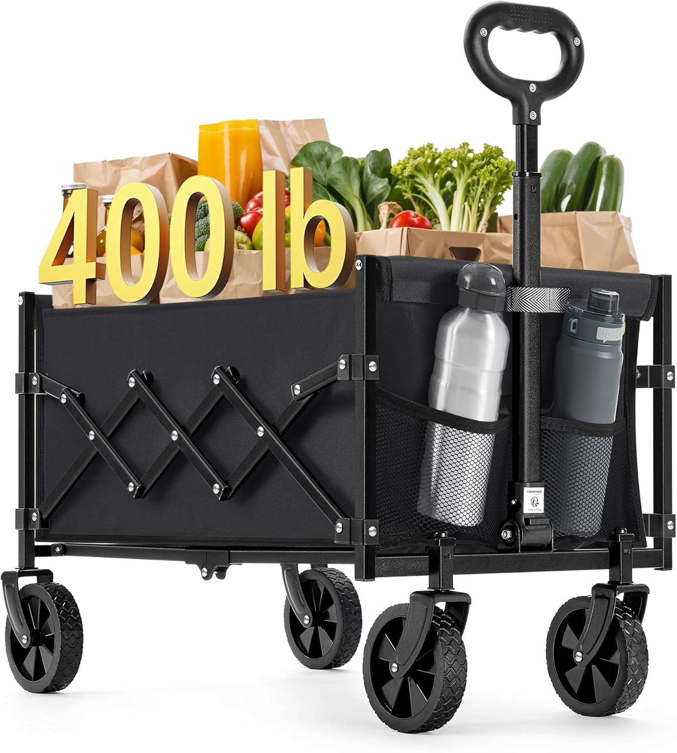 Small Collapsible Wagon with 400 lb Dynamic Weight Capacity, Foldable ...