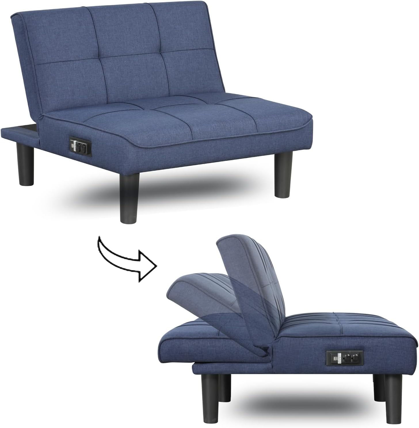 Small Comfy Mini Couch Recliner Futon Couchs with Adjustable Backrest ...