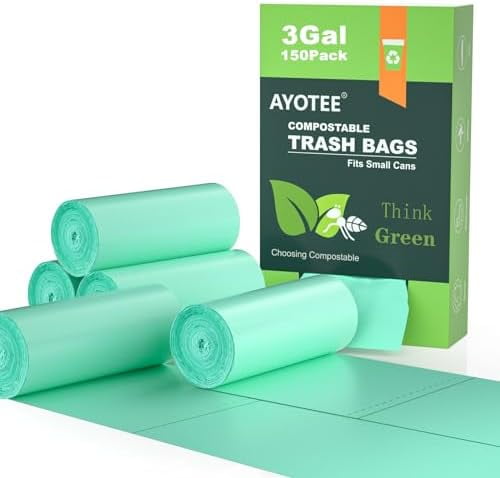 Small Compost Bags 3 Gallon 150 Packs, Compostable Trash Bags 3 Gallon ...