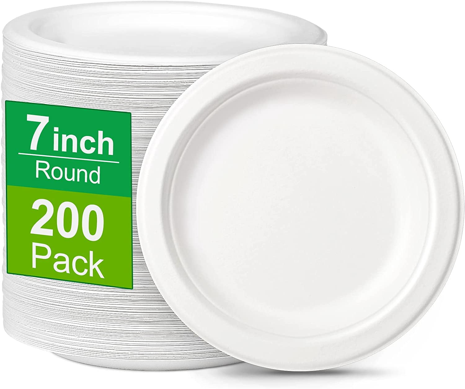 Small Compostable Plates - White 7" Bulk 200 Pack Recycled Plates for ...