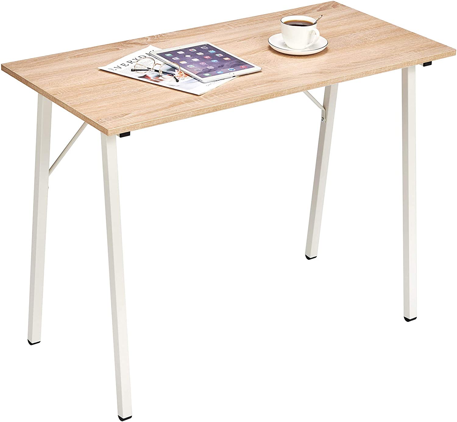 Small Computer Desk Study Writing Table for Home Office, I Shaped Black ...